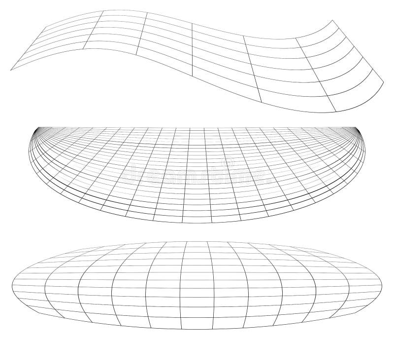 Graticule Grid, Mesh Plane with Deform, Distortion Effect. Reticulate ...