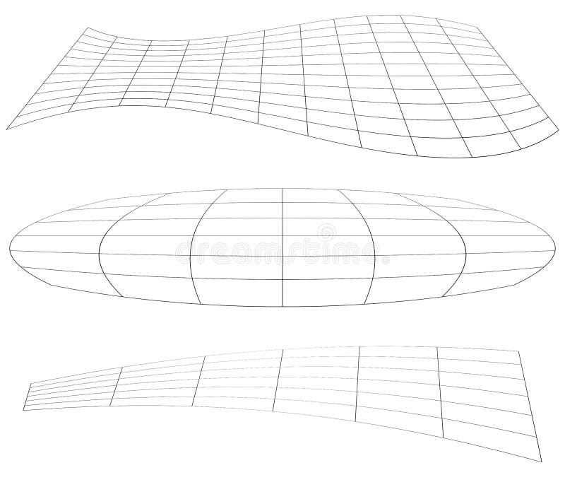 Graticule Grid, Mesh Plane with Deform, Distortion Effect. Reticulate ...