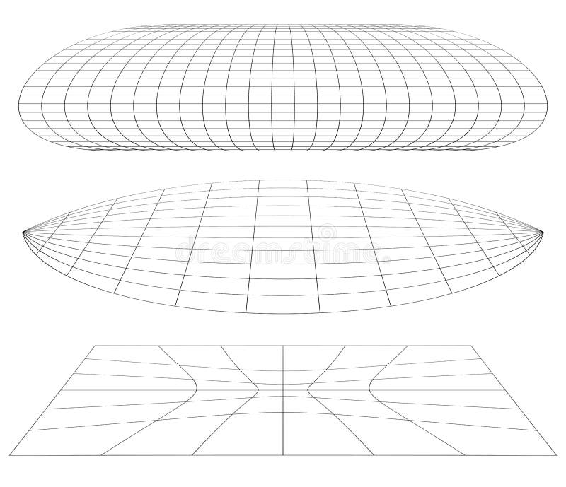 Graticule Grid, Mesh Plane with Deform, Distortion Effect. Reticulate ...
