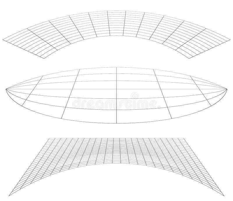 Graticule Grid, Mesh Plane with Deform, Distortion Effect. Reticulate ...
