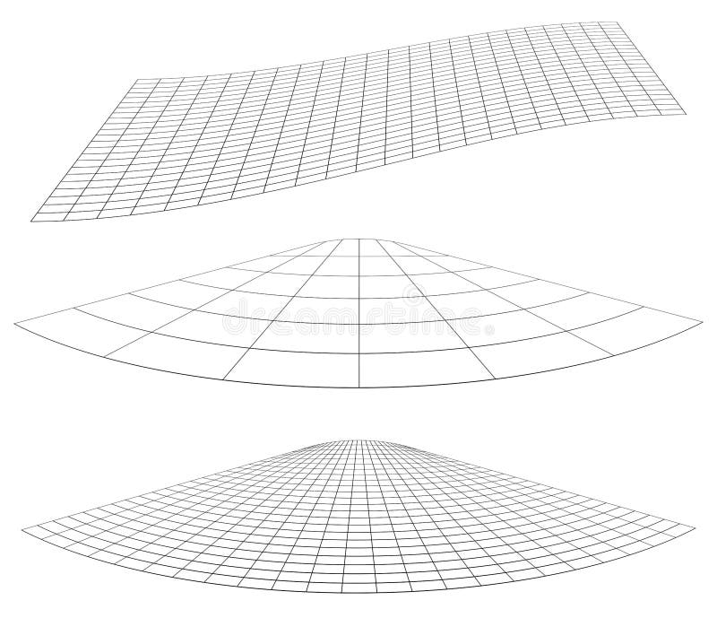 Graticule Grid, Mesh Plane with Deform, Distortion Effect. Reticulate ...