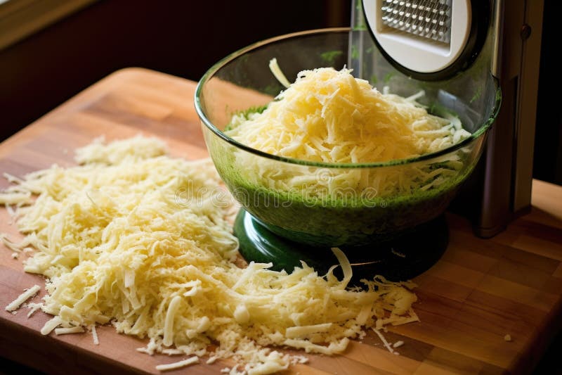 Grating Cheese in a Food Processor for Pasta Dish Stock Illustration ...