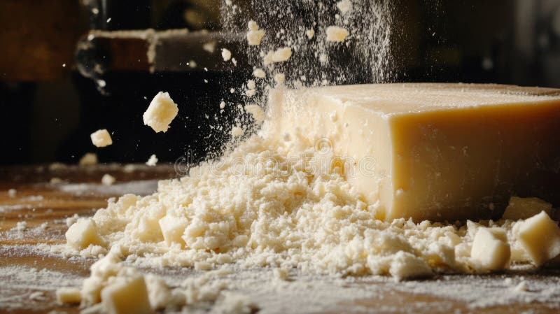 Grating Parmesan Cheese on Wooden Board Stock Illustration ...