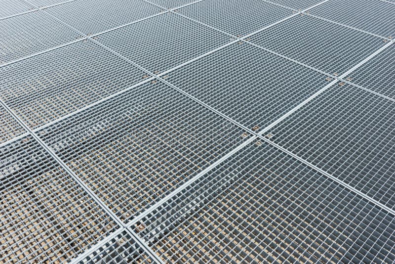 Grating Platform. Square Industrial Galvanized Metal Grid Stock Image ...