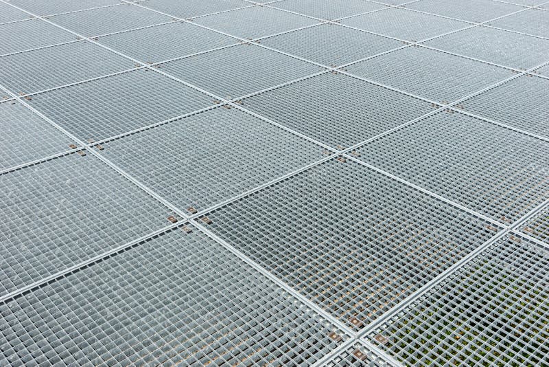 Grating Platform. Square Industrial Galvanized Metal Grid Stock Image ...