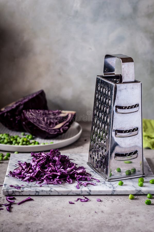 Grating Red Cabbage stock photo. Image of healthy, gray - 143371204