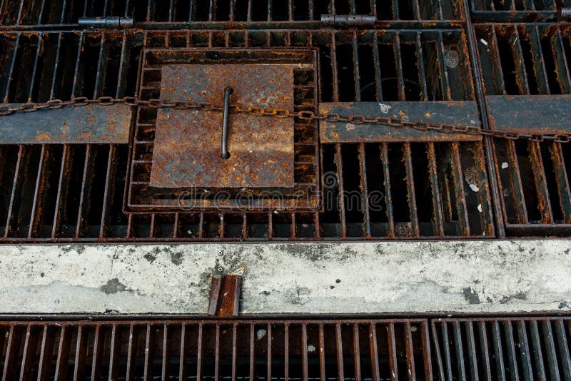 Grating steel stock photo. Image of rust, brickwork, decay - 96613200