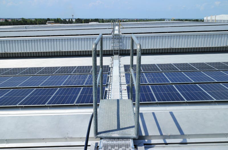 Grating Walkway Solar PV Rooftop System Stock Photo - Image of ...