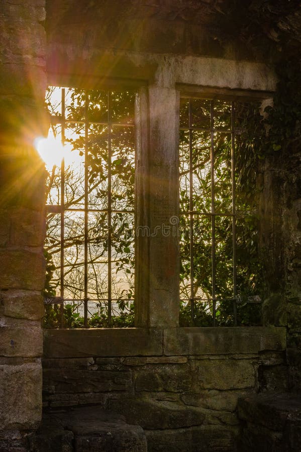 Grating Window of a Castle Ruin with Back Light Stock Image - Image of ...