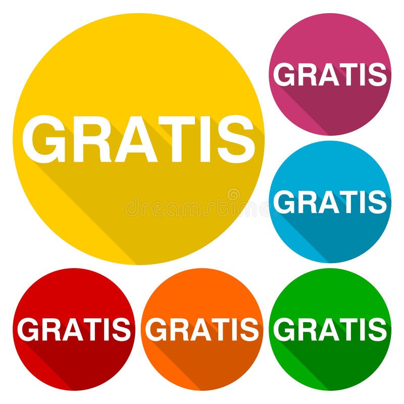 Gratis Icons Set with Long Shadow Stock Vector - Illustration of ...