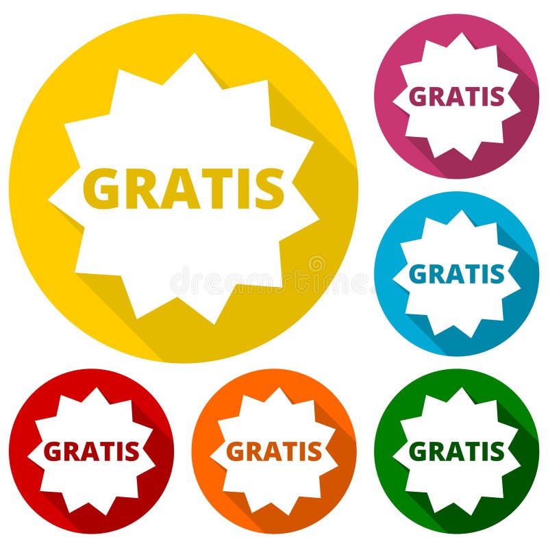 Gratis Icons Set with Long Shadow Stock Vector - Illustration of ...