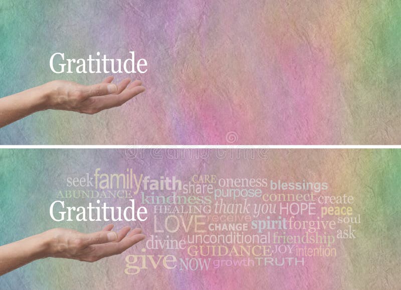 Gratitude Attitude Word Cloud Website Header Stock Photo - Image of ...
