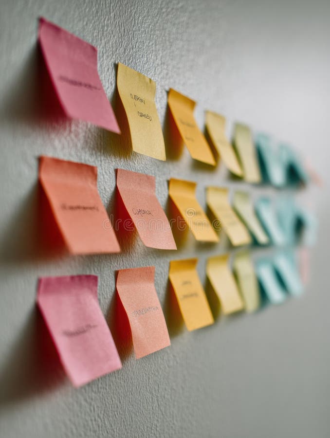 Daily Gratitude Habit Building Timeline Using Colorful Sticky Notes on ...
