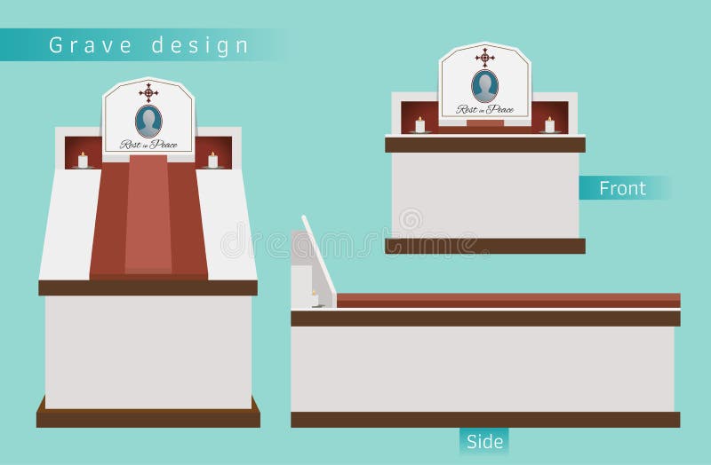 Grave Design Include Front, Side View Stock Vector - Illustration of ...