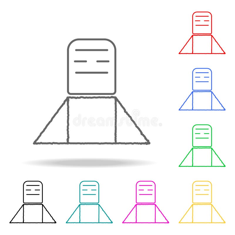 Grave . Elements of Human Death in Multi Colored Icons. Premium Quality ...