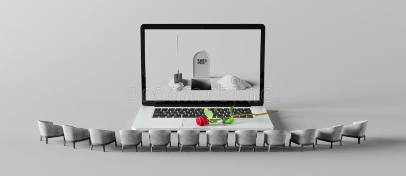 Grave on Laptop Computer, Dependence on the Digital World, Digital ...