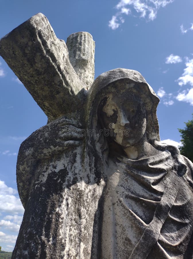 Grave Mary Cross statue stock image. Image of monument - 249806419