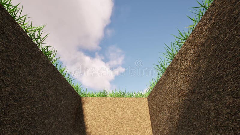 Grave Pit Cloudy Sky Rectangle Hole Underground 3d Stock Illustration ...