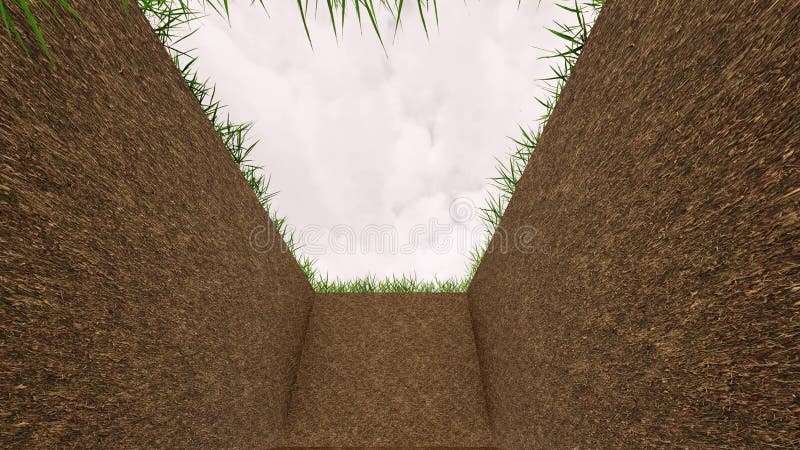 Grave Pit View from Inside Clouds are Gathering 3d Stock Illustration ...