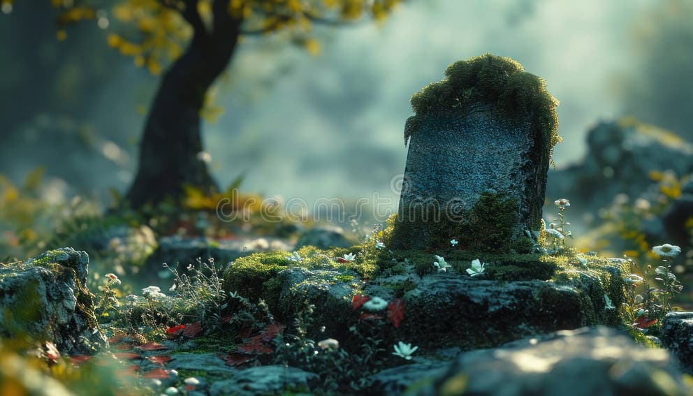 A Grave with a Rip Written in it by a Tree, Stock Image - Image of ...