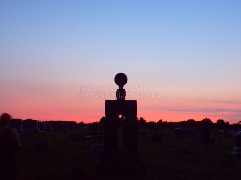 Grave sunset cemetery stock image. Image of sunset, skyline - 197957799