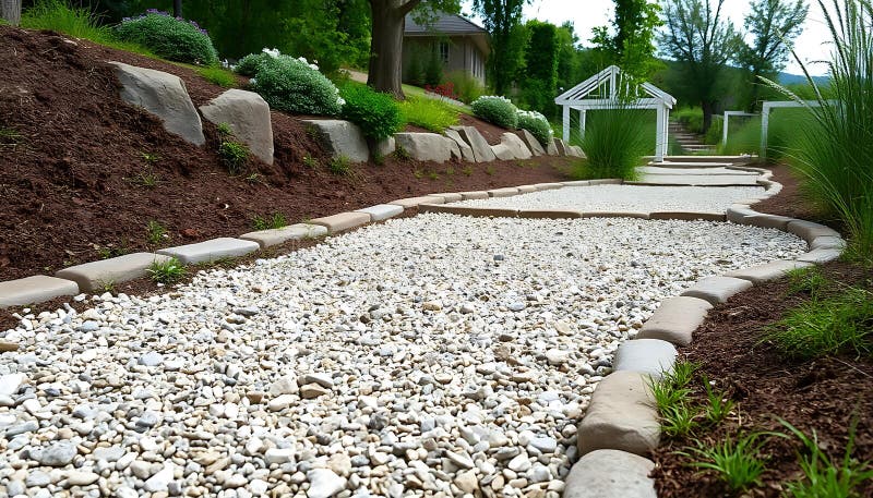 Gravel Garden Path Landscape, Outdoor Walkway and Garden Design Element ...