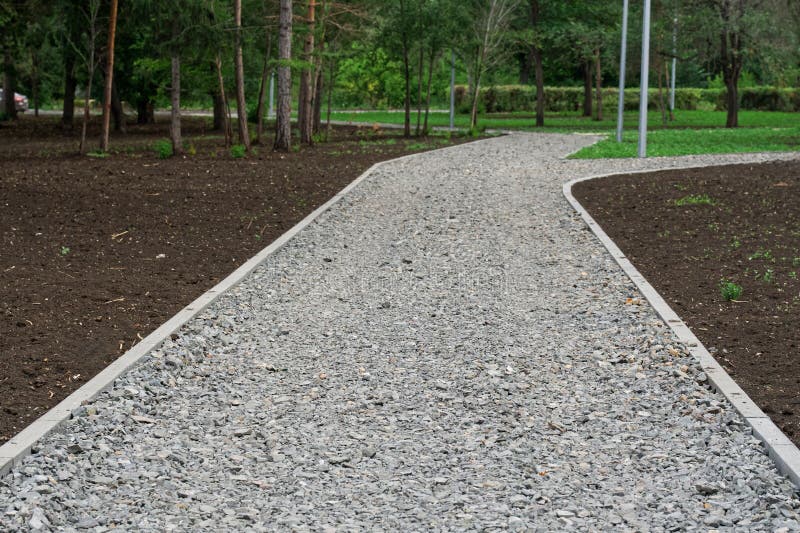Gravel Path in a Summer Park. Fork in the Road Stock Image - Image of ...