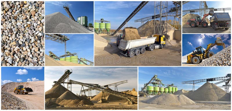 Gravel Pit: Building and Wheel Loader Loading Gravel Onto a Truck Stock ...