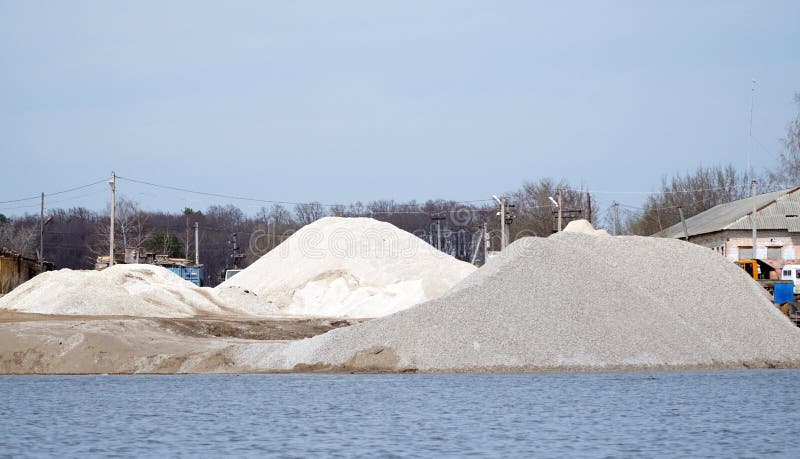 Gravel Quarry Near the River Stock Photo - Image of equipment, mountain ...