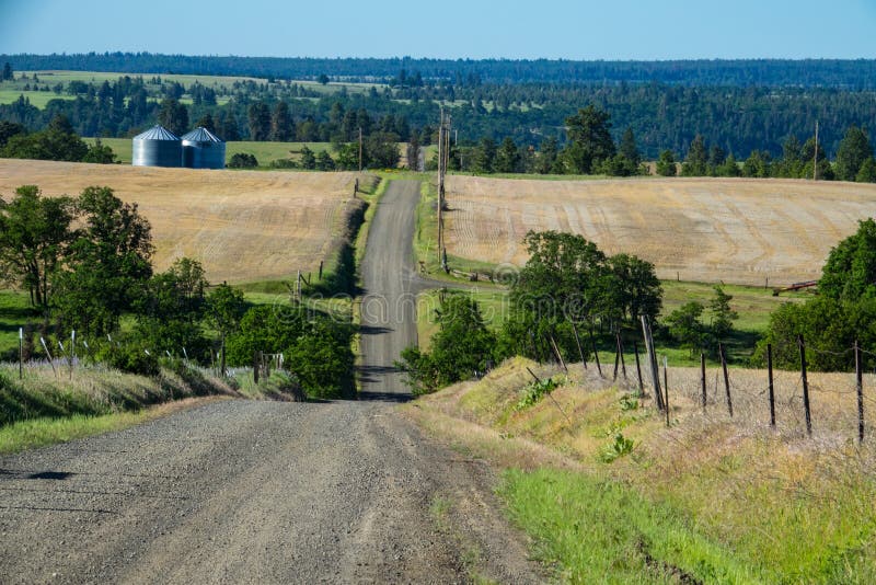 Gravel Road among Farm Fields in Eastern Oregon Stock Photo - Image of ...