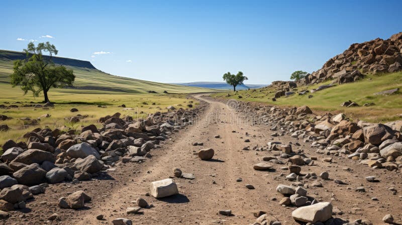 Gravel Road with Rocks and Gravel. Generative AI. Stock Illustration ...
