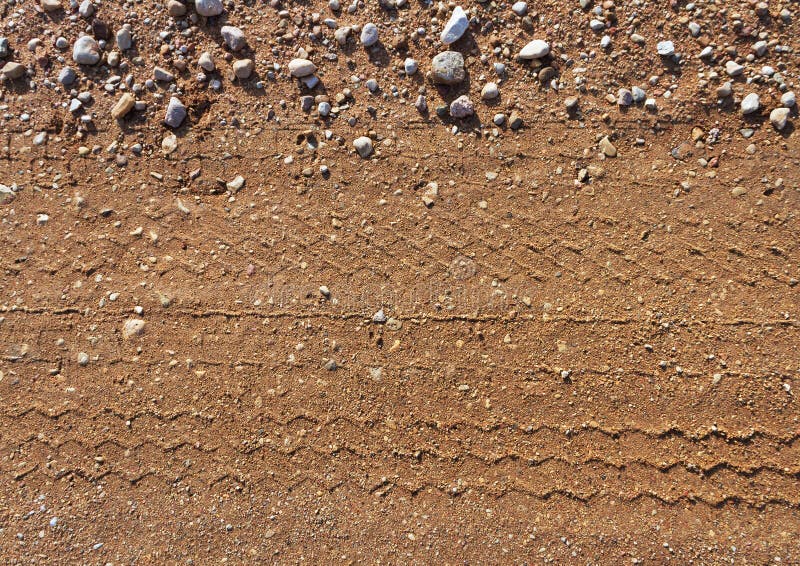 Gravel Road Surface with Trail of Wheel. Stock Image - Image of trail ...