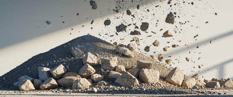 Gravel Rocks and Sand Pile with Falling Debris Construction Aggregate ...
