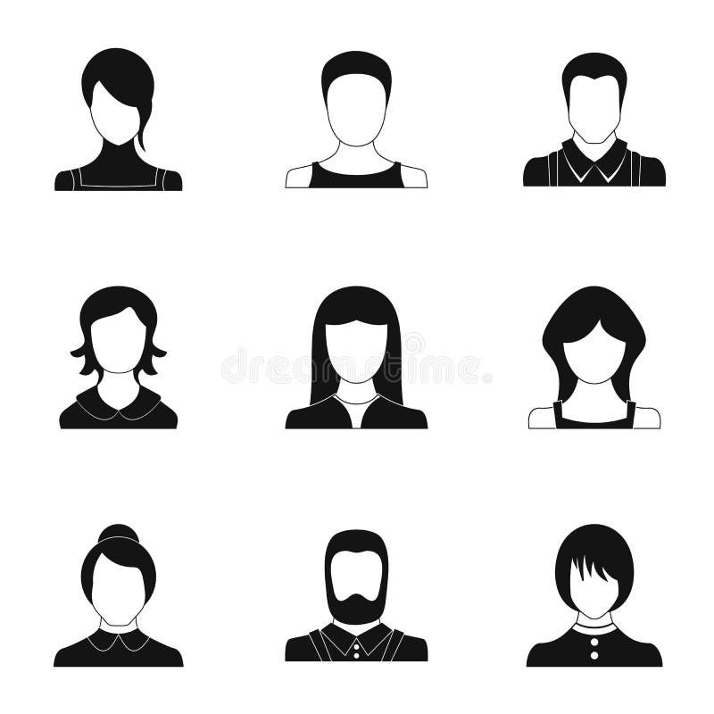 Self Identification Icons Set, Flat Style Stock Illustration ...