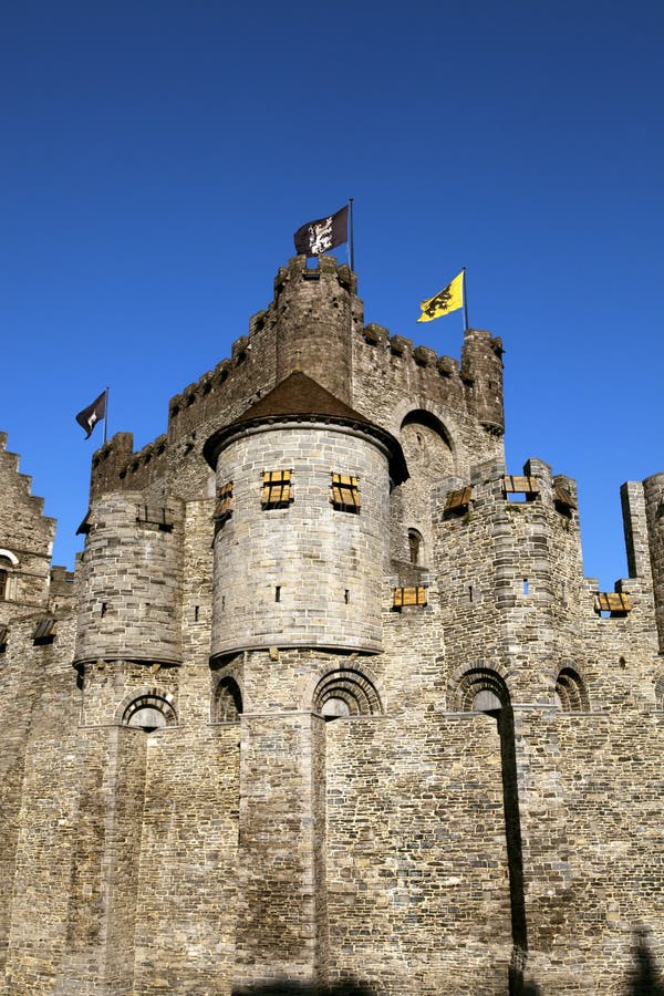 Gravensteen Castle in Ghent Belgium Stock Photo - Image of architecture ...