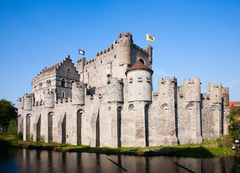 Medieval Gravensteen Castle Ghent, Belgium Stock Photo - Image of ...