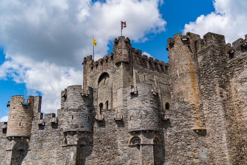 Gravensteen, a Medieval Castle at Ghent, Belgium Stock Photo - Image of ...