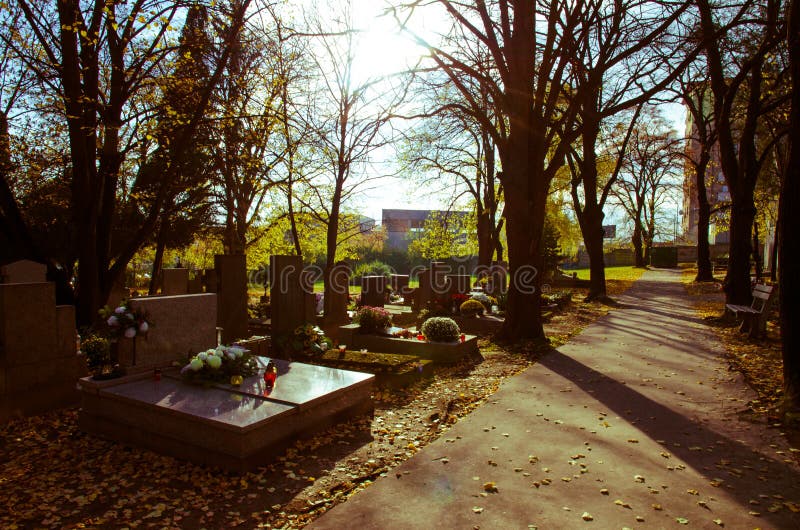 Graves in cemetery stock photo. Image of tomb, autumn - 77622014