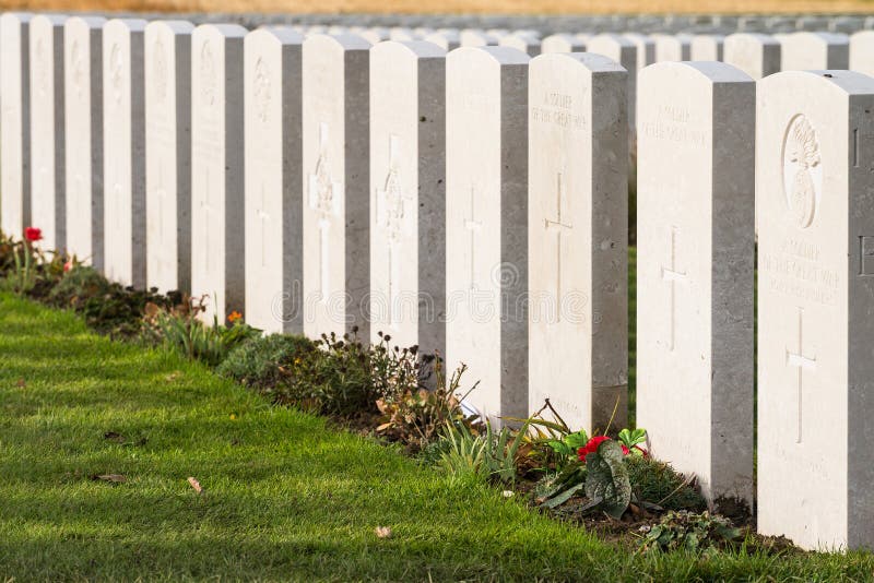 Graves Of WWI Soldiers At Tyne Cot, Flanders Fields Stock Photo - Image ...