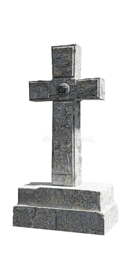 Gravestone Cross Isolated on White Background Stock Illustration ...