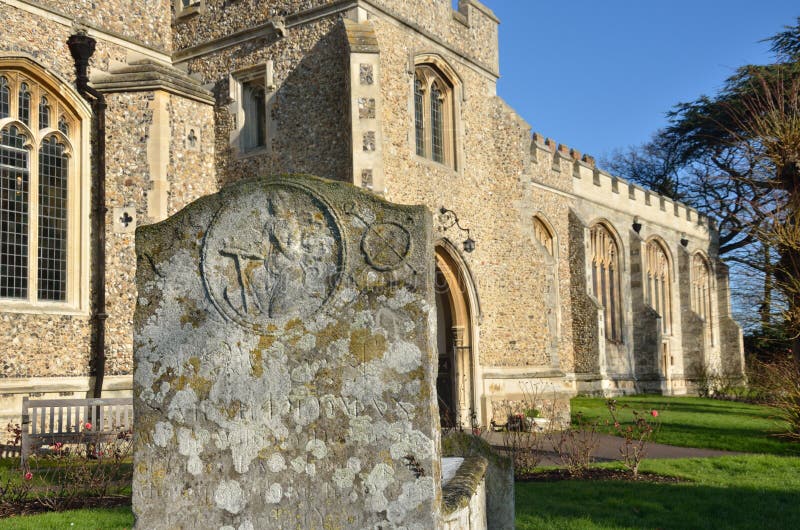 Gravestone in Front of Church Stock Image - Image of england, rest ...