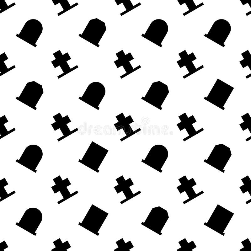 Gravestone and Grave Cross Seamless Pattern for Design. Stock Vector ...