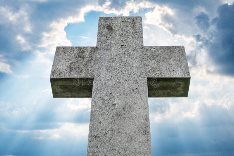 Gravestone, Stone Cross Isolated on Sky Background Stock Image - Image ...