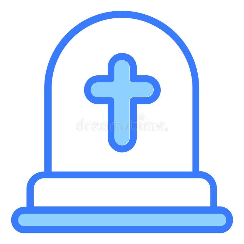 Gravestone, Tombstone, Cross Blue Outline Simple Icon Stock Vector ...