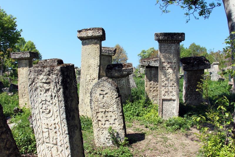 Ancient Gravestones on Old Graveyard in Serbia Editorial Image - Image ...
