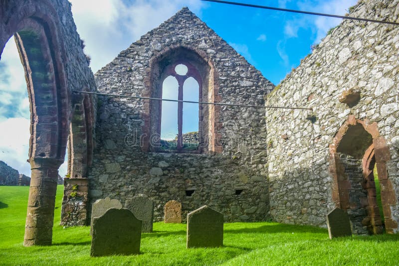 Graveyard Cemetery in Peel Castle, Isle of Man Stock Image - Image of ...