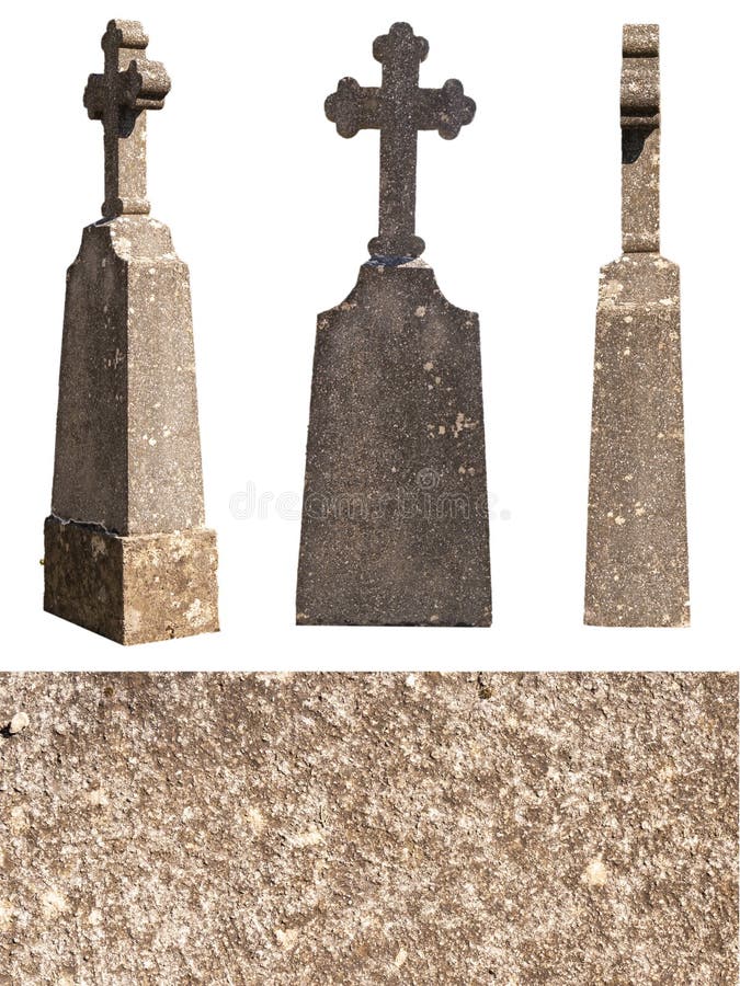 Graveyard Concrete and Stone Cross Monument Views Set with Cement ...