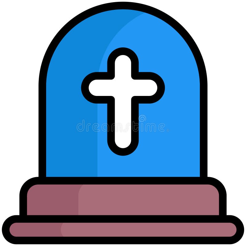 Graveyard, Headstone, Grave Blue Outline Simple Icon Stock Vector ...