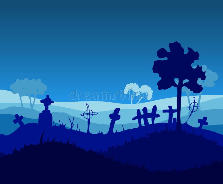 Graveyard Environment at Night. Stock Vector - Illustration of creepy ...