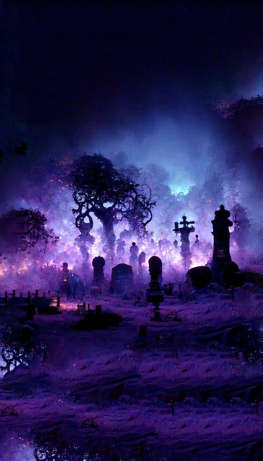 Graveyard in a Gnarly Forest Stock Image - Image of cemetery, statue ...